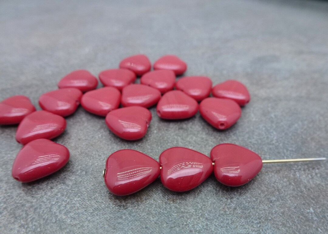 30pc Blood Red Czech Glass Heart Beads 12x11mm Pressed Glass - Etsy