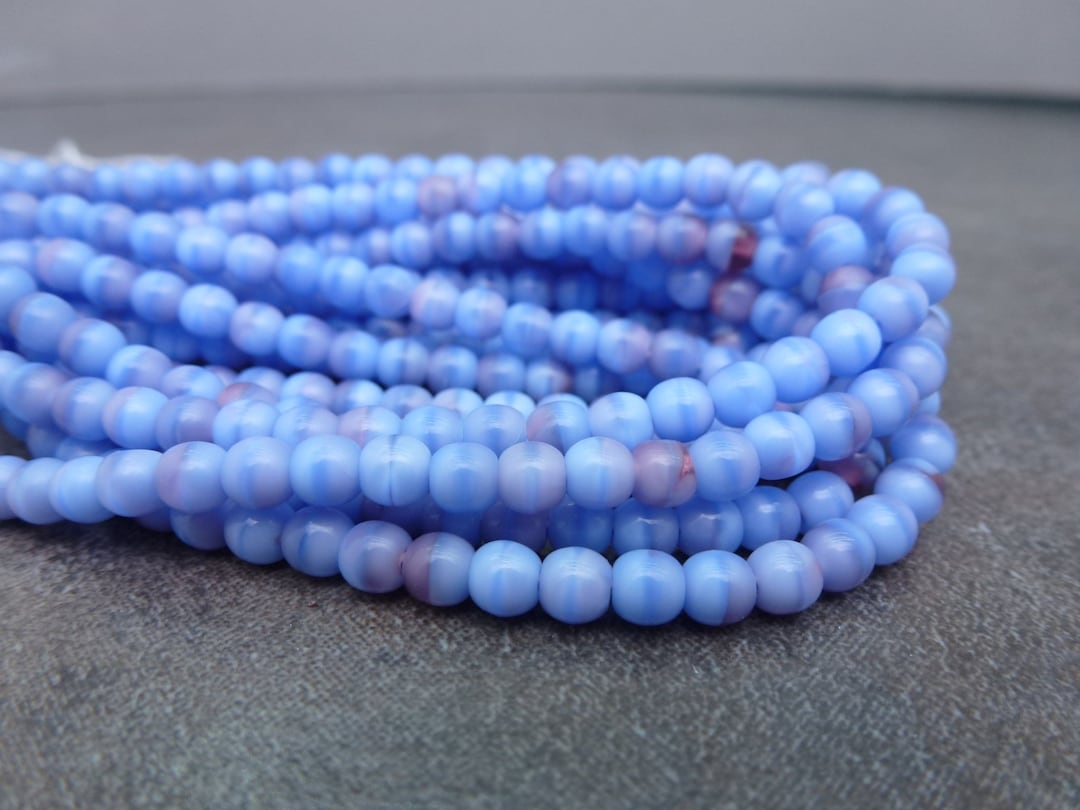 100pc Blue Raspberry Satin Round Bead, 4mm Czech Glass, Pressed Druk ...