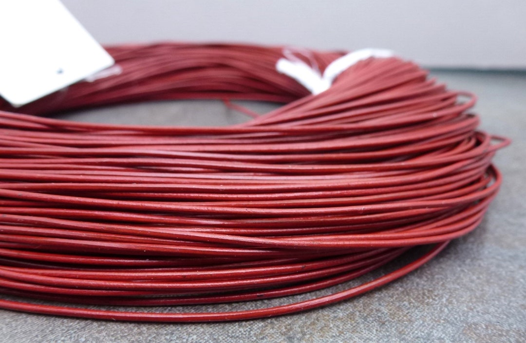 20ft. Dark Red Cowhide Leather Cord, 1mm Diameter, Round, Stringing ...