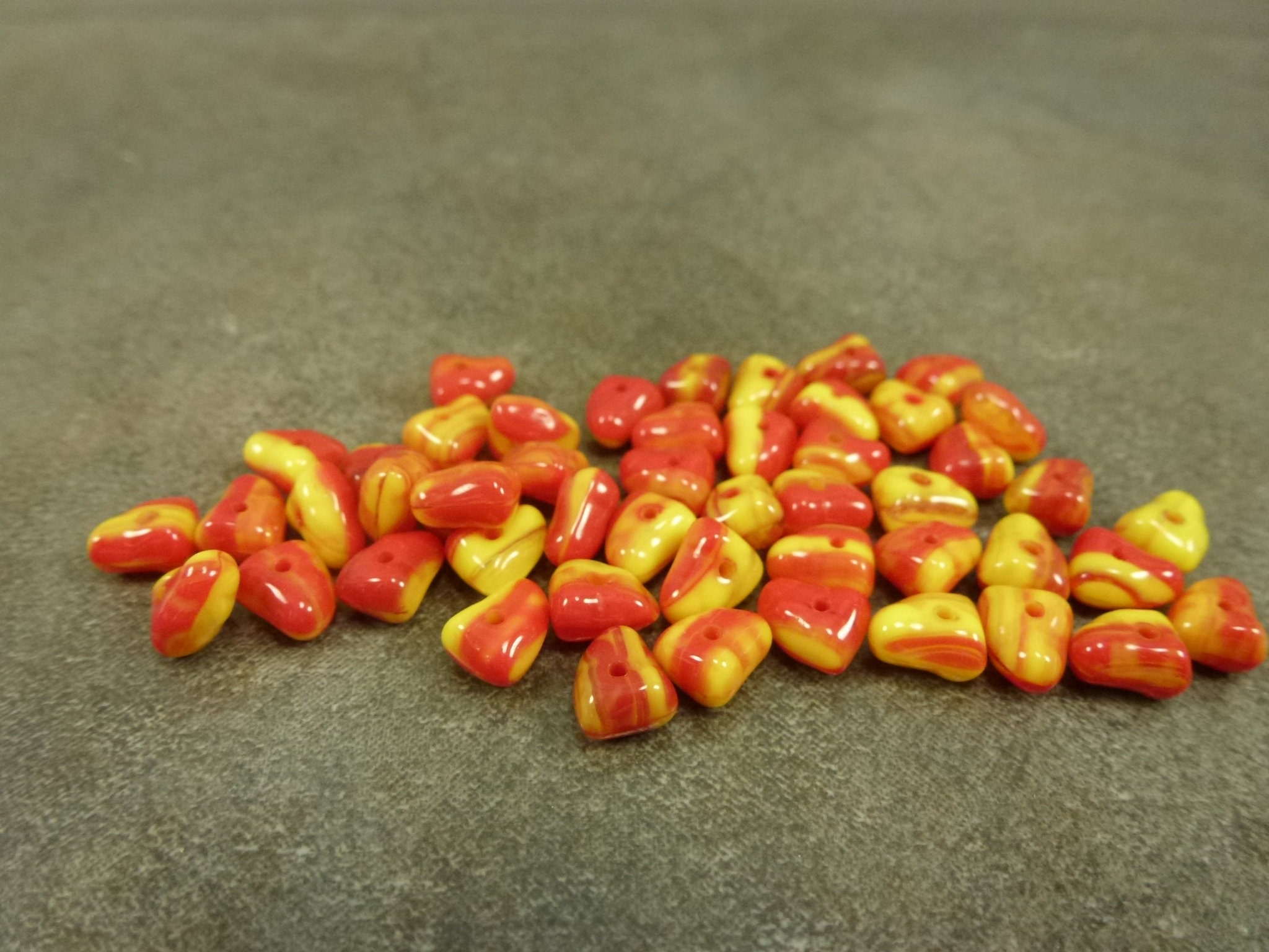 Czech Glass Nugget Beads Red Yellow Blend 5x7mm Chip - Etsy UK