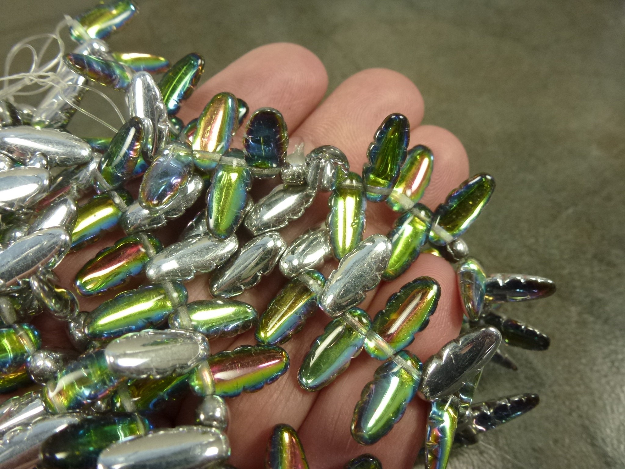 Backlit Utopia Jagged Dagger, Czech Pressed Glass Beads, 6x13mm, 25pc ...