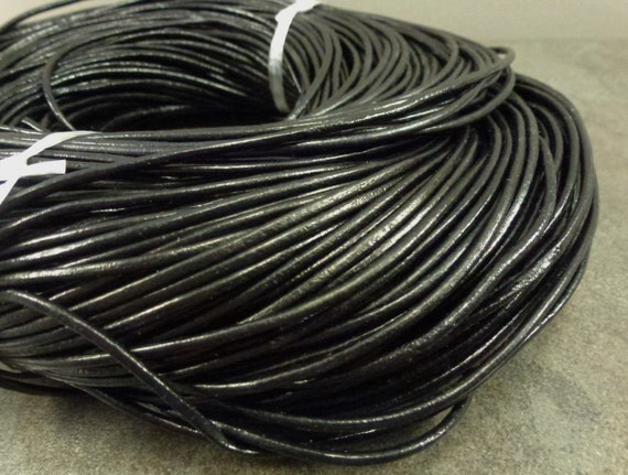 20ft. Black Cowhide Leather Cord 2mm Diameter Round | Etsy