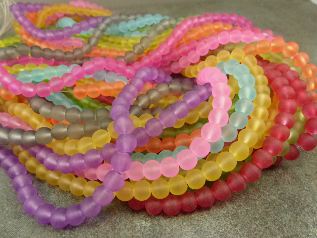 50pc 6mm Frosted Glass Beads , Round, Budget Glass, SELECT A COLOR ...