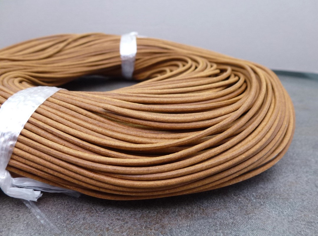 20ft. Dark Tan Cowhide Leather Cord, 2mm Diameter, Round, Stringing ...