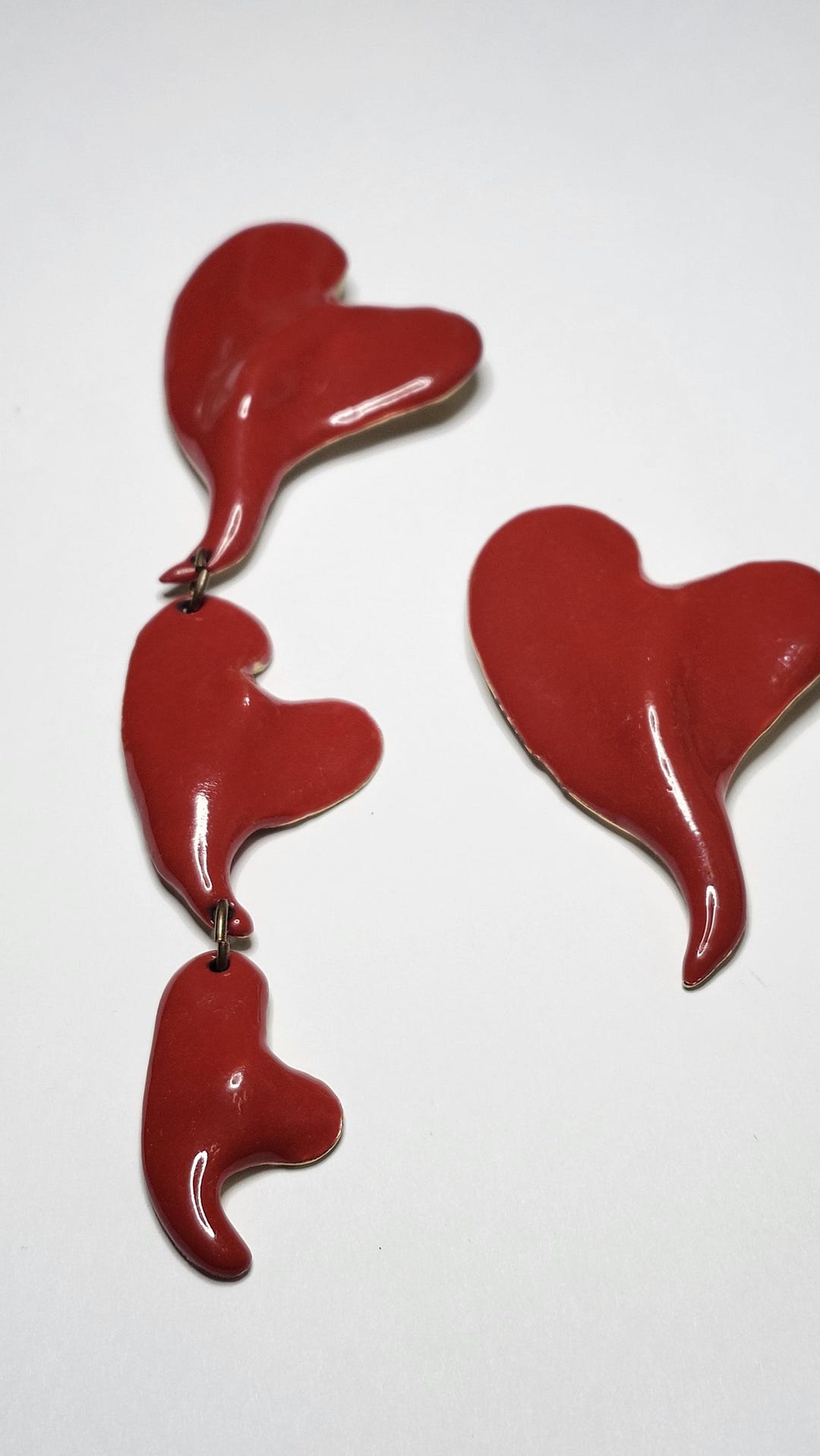 Signed Maria Snyder Enamel Heart Brooch & Pin Set - Gold Tone - Etsy