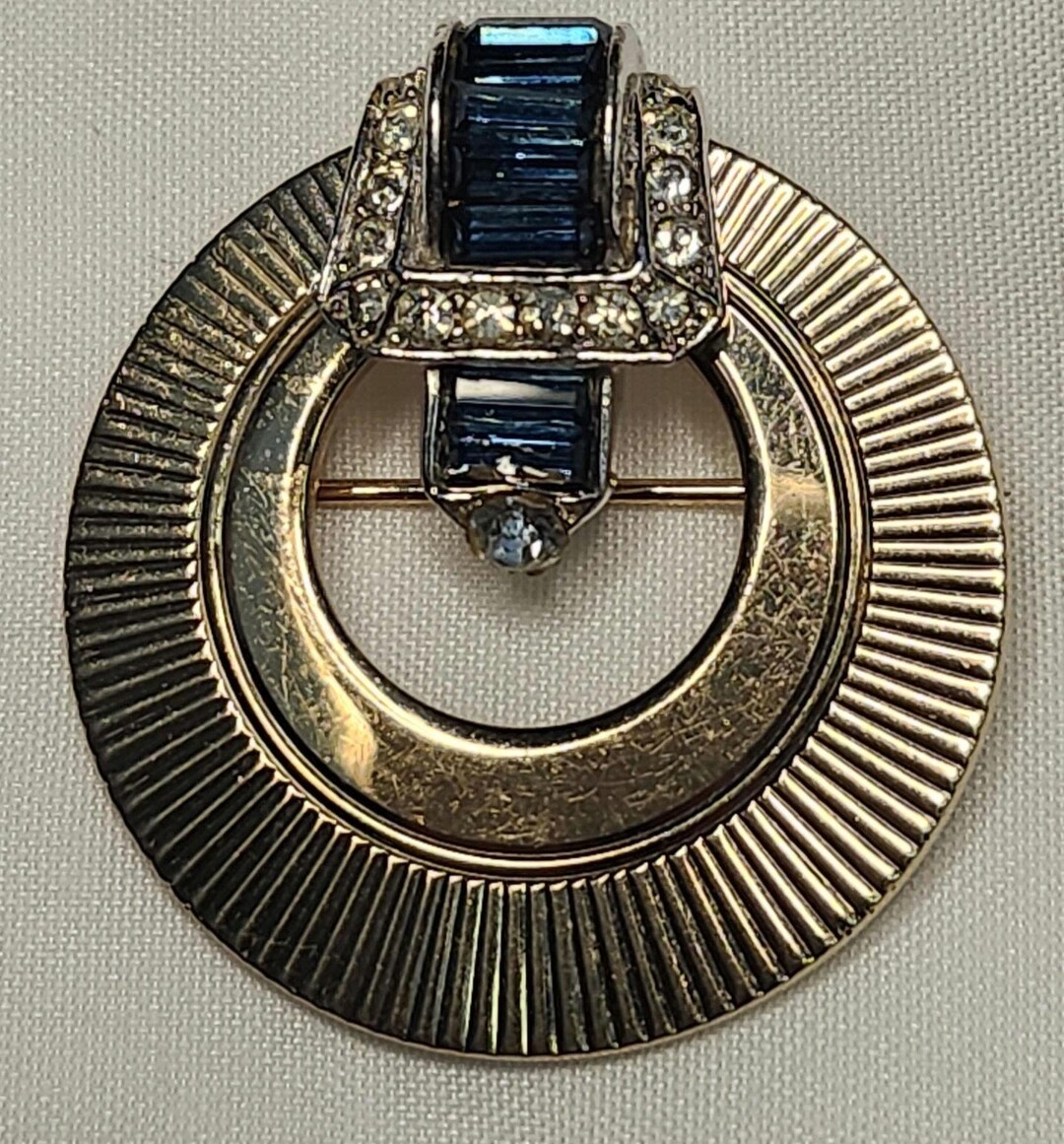 Vintage, Boucher, 1.25" Pin, Clear and Blue Rhinestones, None Missing ...