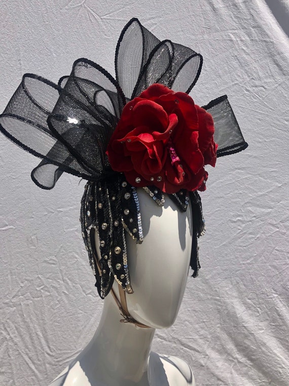 Vintage showgirl hat cap by Elizabeth Courtney HOLLYW… - Gem