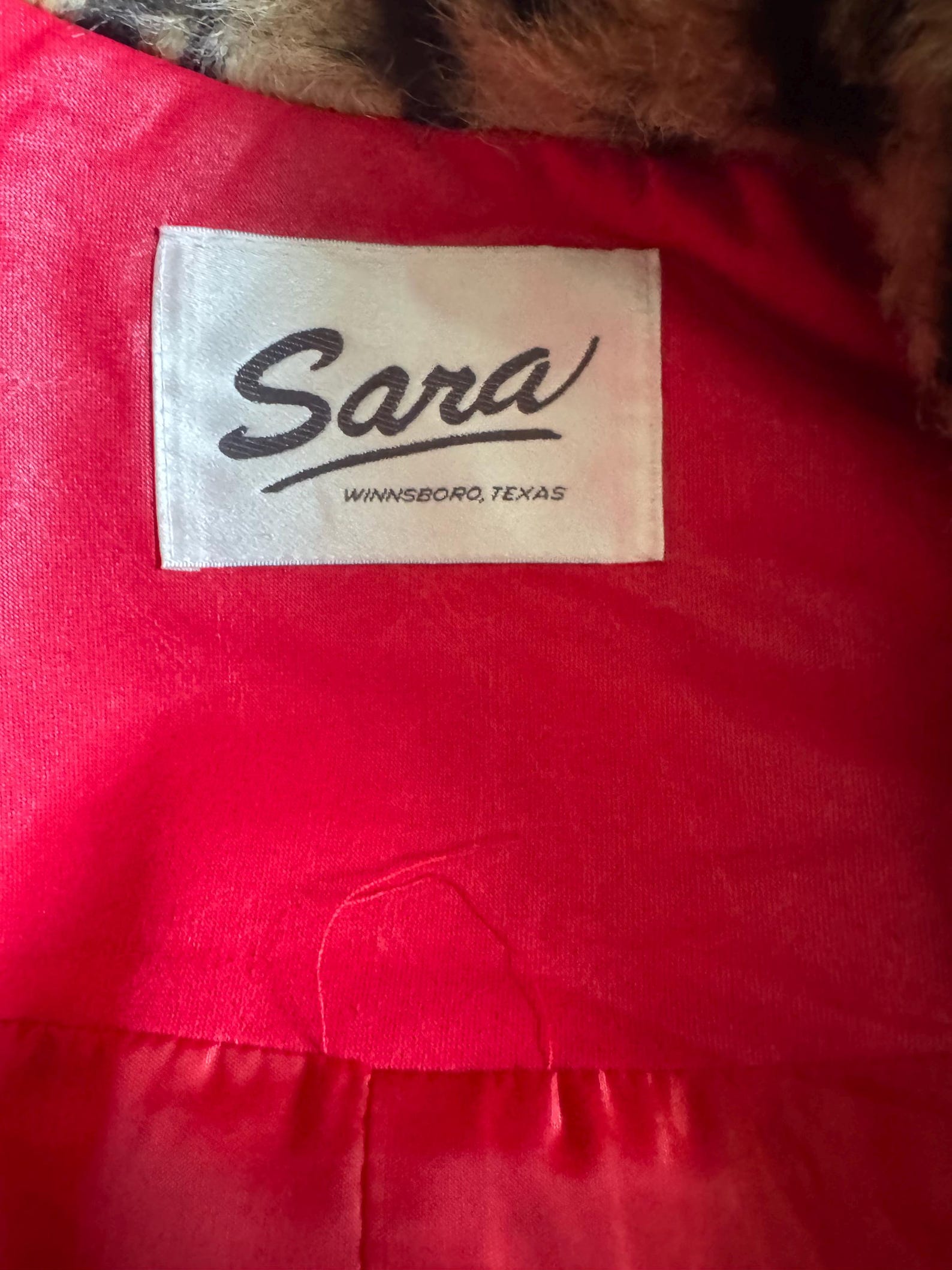 Vintage 60s SARA RED Coat With Faux Leopard Fur Trim Shawl Collar and ...