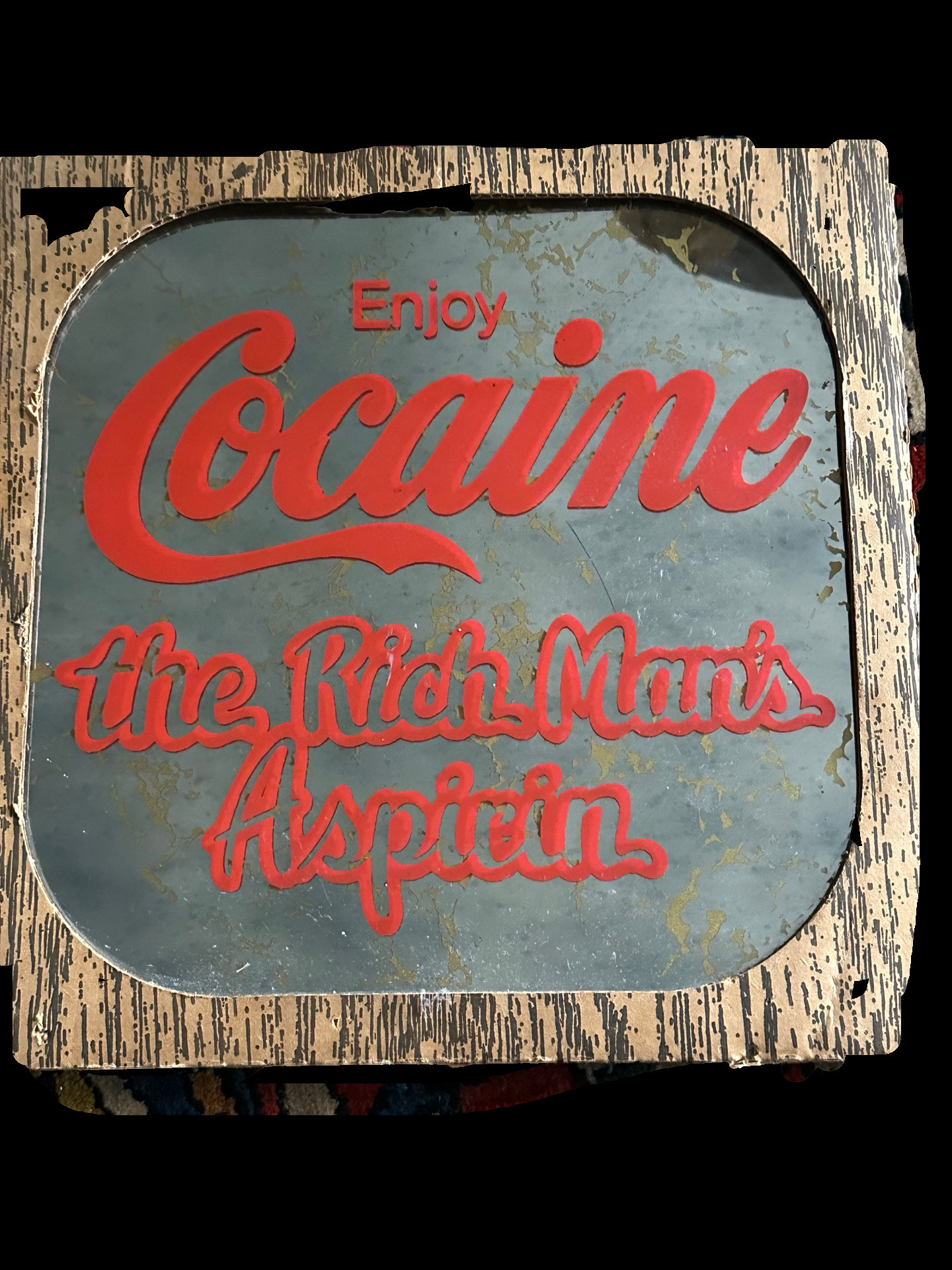 Vintage Enjoy Cocaine the Rich Mans Aspiring Carnival Mirror Sign 70s ...