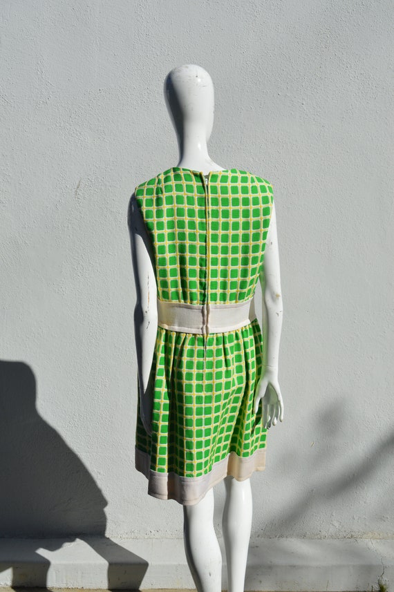Vintage 70s color check pattern checkerboard dress si… - Gem