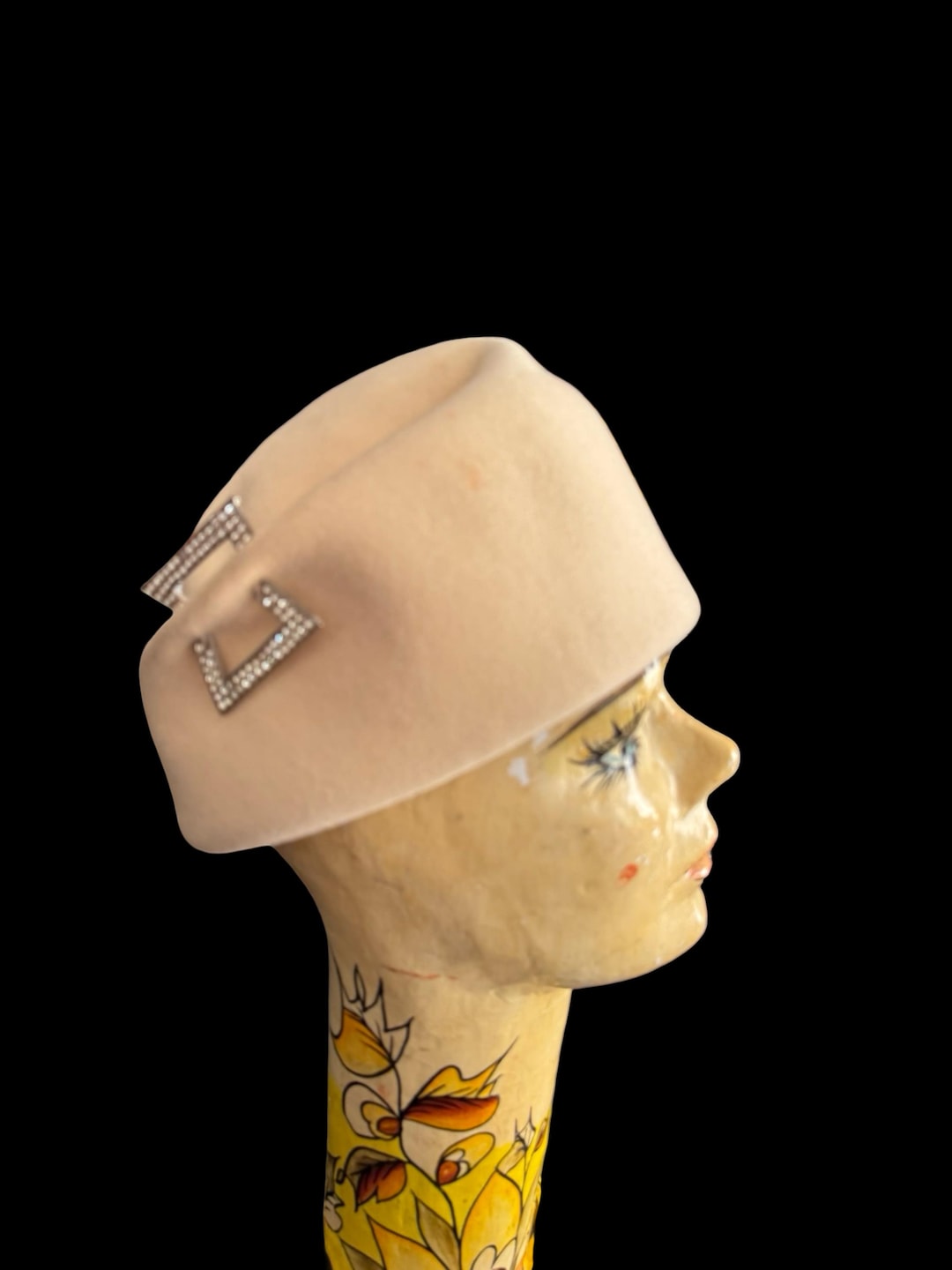 Vintage 60s HALSTON Hat Pill Box Hat With Rhinestones Brooch Good ...