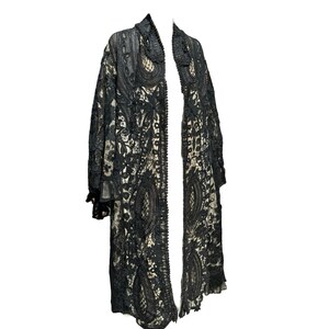 Antique Victorian Lace and Silk Black Coat Overcoat Edwardian Coat ...