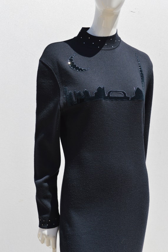 Vintage 80's LOUIS FERAUD Paris at night long dress s… - Gem