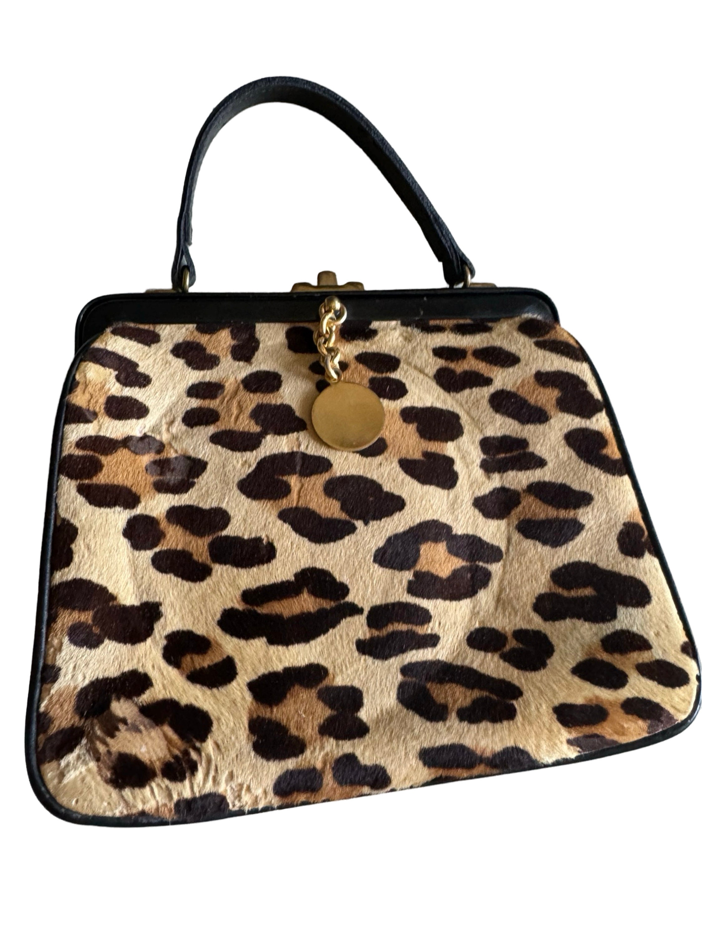 Vintage 50s Morris MOSKOWITZ Pony Hair Leopard Purse Handbag Bag in AS ...