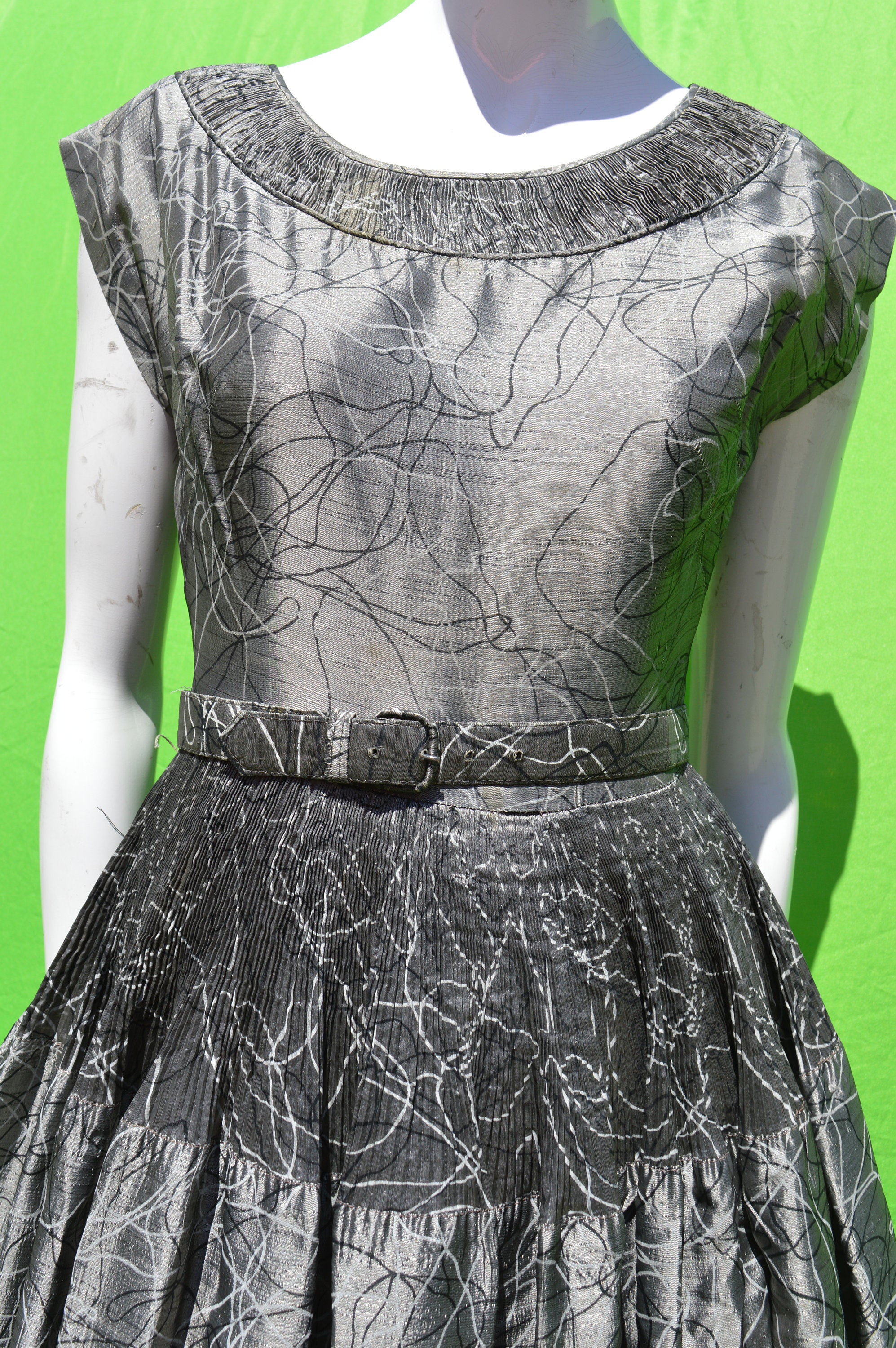 Vintage 50's dress atomic mid century novelty print silk | Etsy