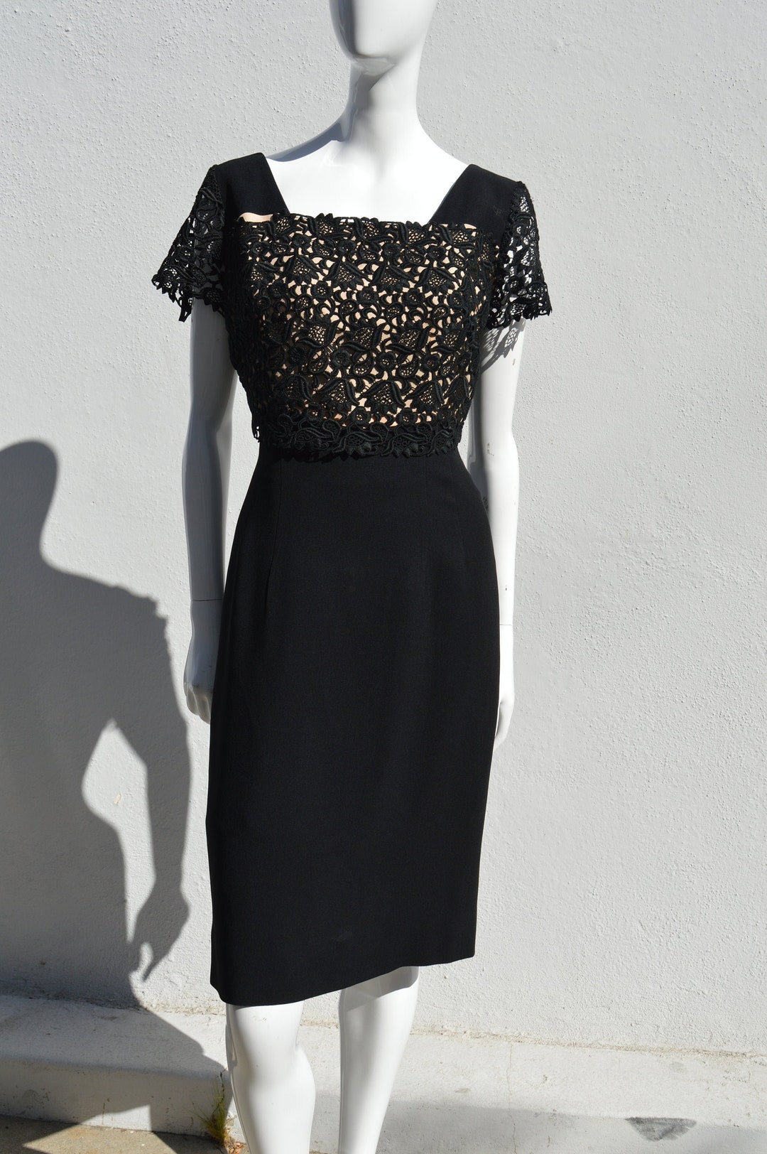 Vintage 50s EDITH FLAGG California Exquisite Glam Dress Lace Crocheted ...