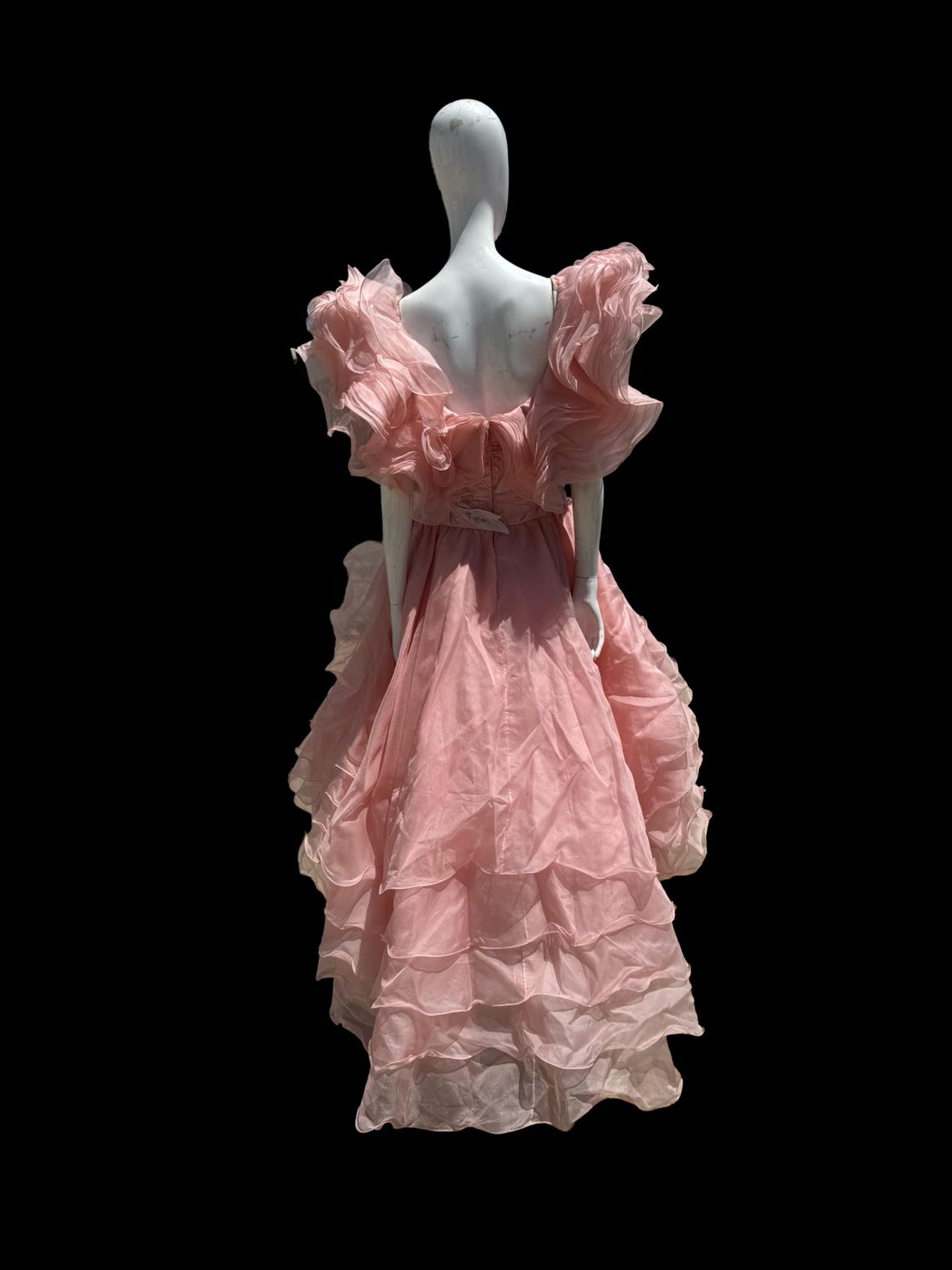 Vintage 80s RUBEN PANIS Ruffle Trail and Sleeves Gown Party Dress ...