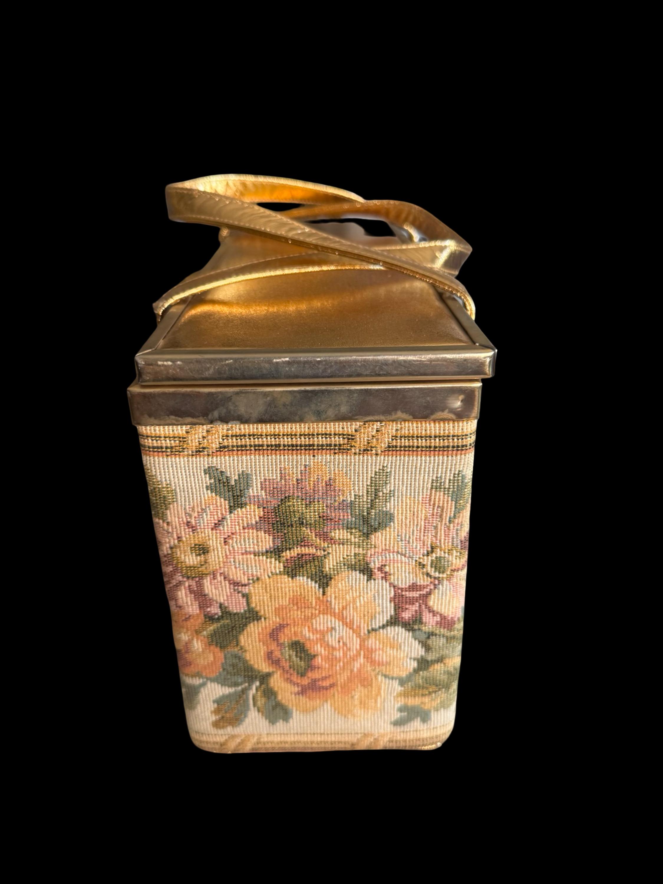 Vintage 60s Tyrolean Tapestry Box Bag: Gold Lamé Handbag - Etsy