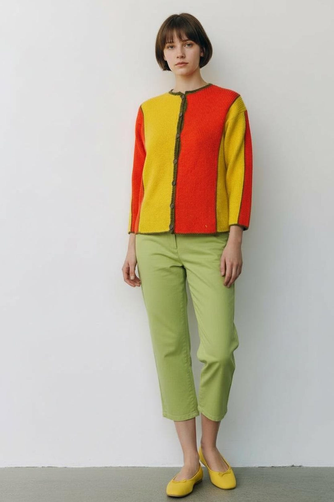Vintage 60s BEA Los Angeles Color Block Knit Sweater MOD Classic Look ...
