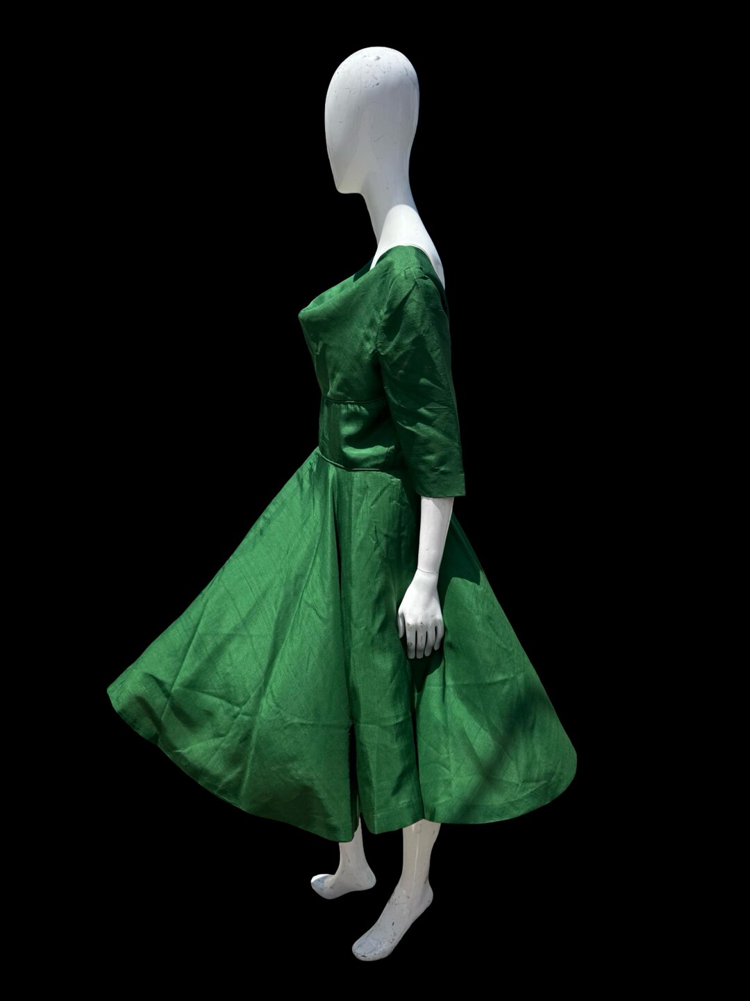 Vintage 50s Green Silk Cocktail Dress: New Look Full Skirt, Size 8-10 ...