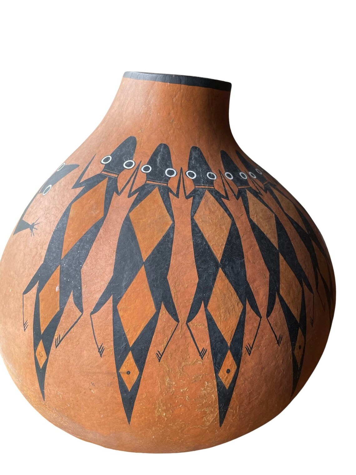 Vintage Robert Rivera Mimbres Design Painted Gourd | Etsy