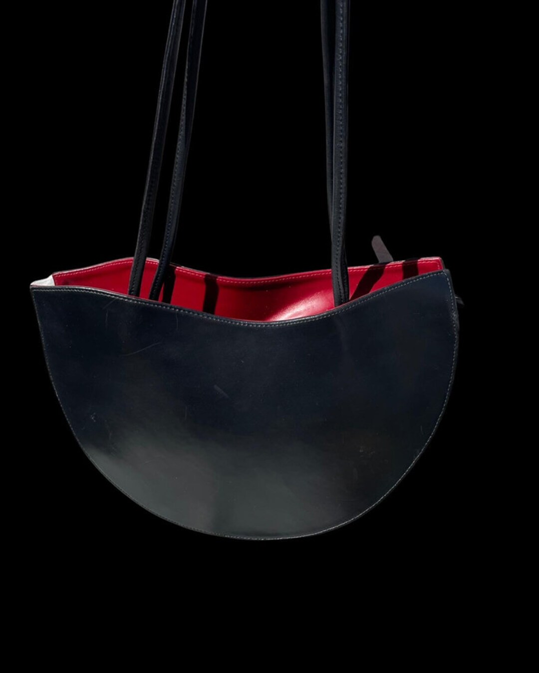Vintage Half Moon Leather Bag Made in France Large Shoulder Bag High ...