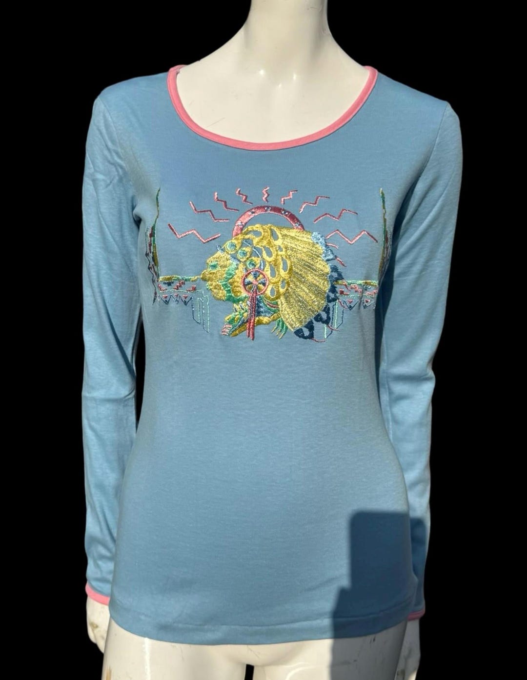 Vintage 70s (dated) Smiling Crows Adventures Embroidered Long Sleeve T ...