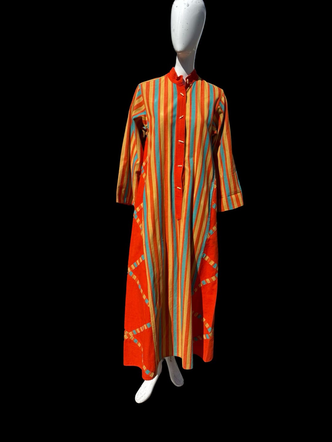 Vintage 70s BAZAAR Javier De La Torre Striped Color Block Mexican Dress ...