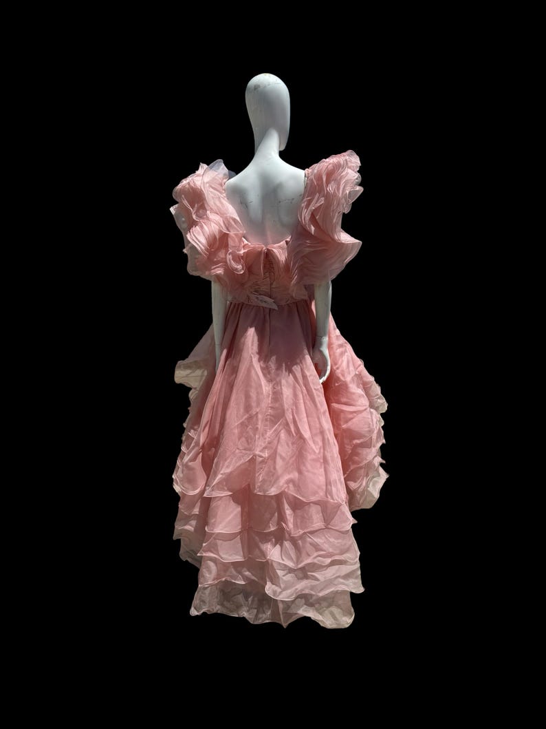 Vintage 80s RUBEN PANIS Ruffle Trail and Sleeves Gown Party Dress ...