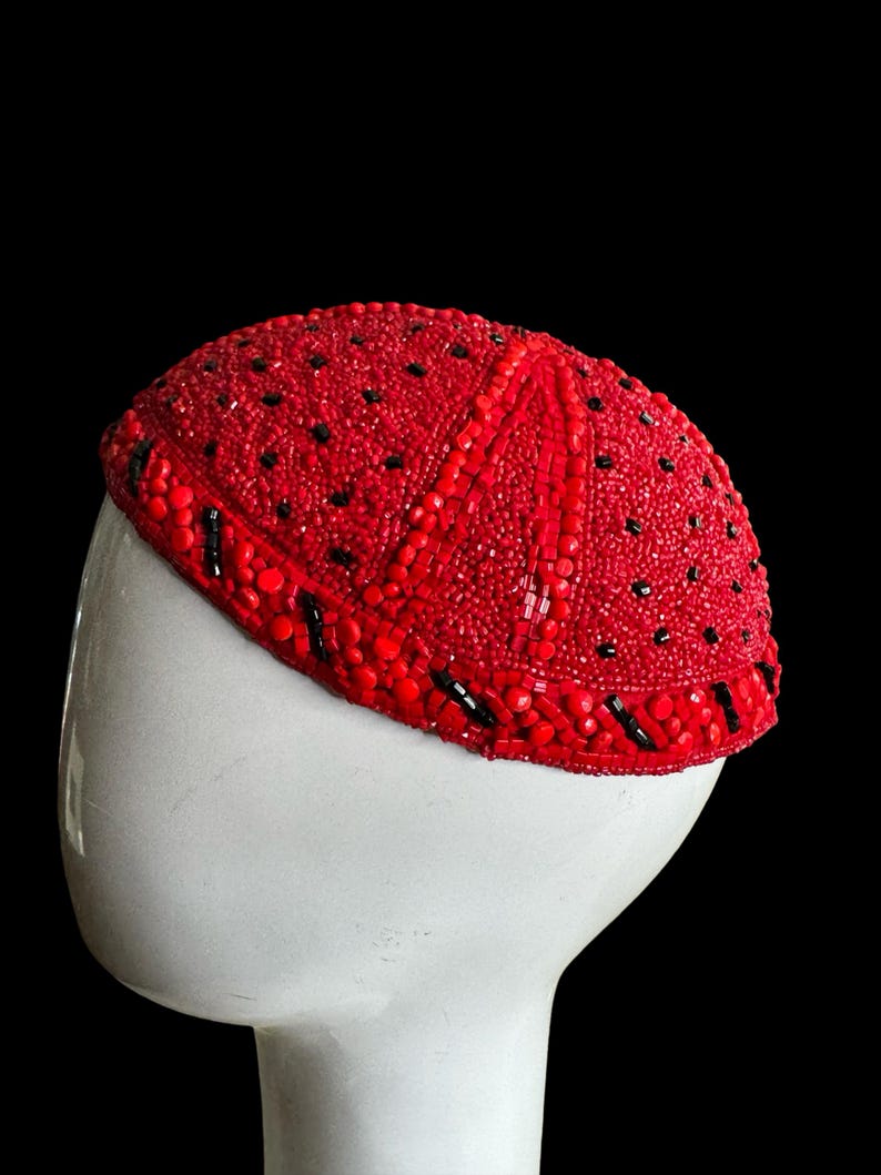 Vintage Antique 20s ART DECO Geometric Design Skull Cap Flapper Hat ...