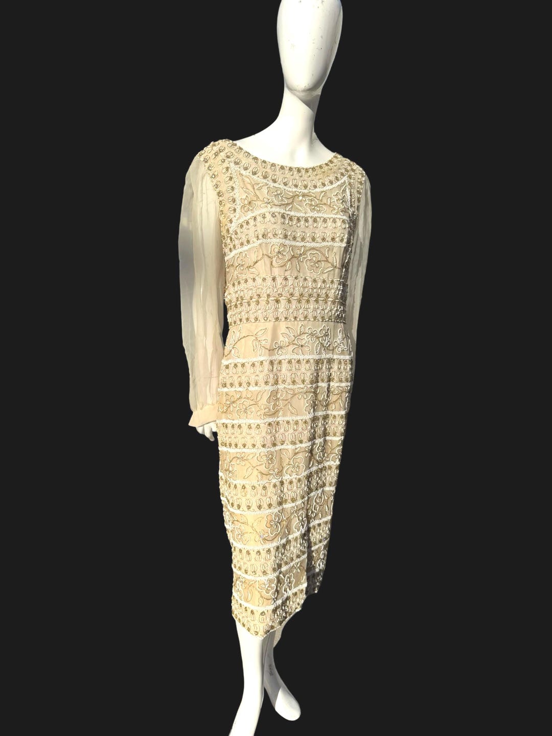 Vintage 60s LARRY ALDRICH Evening Dress Heavy Beaded Dress Mod High ...