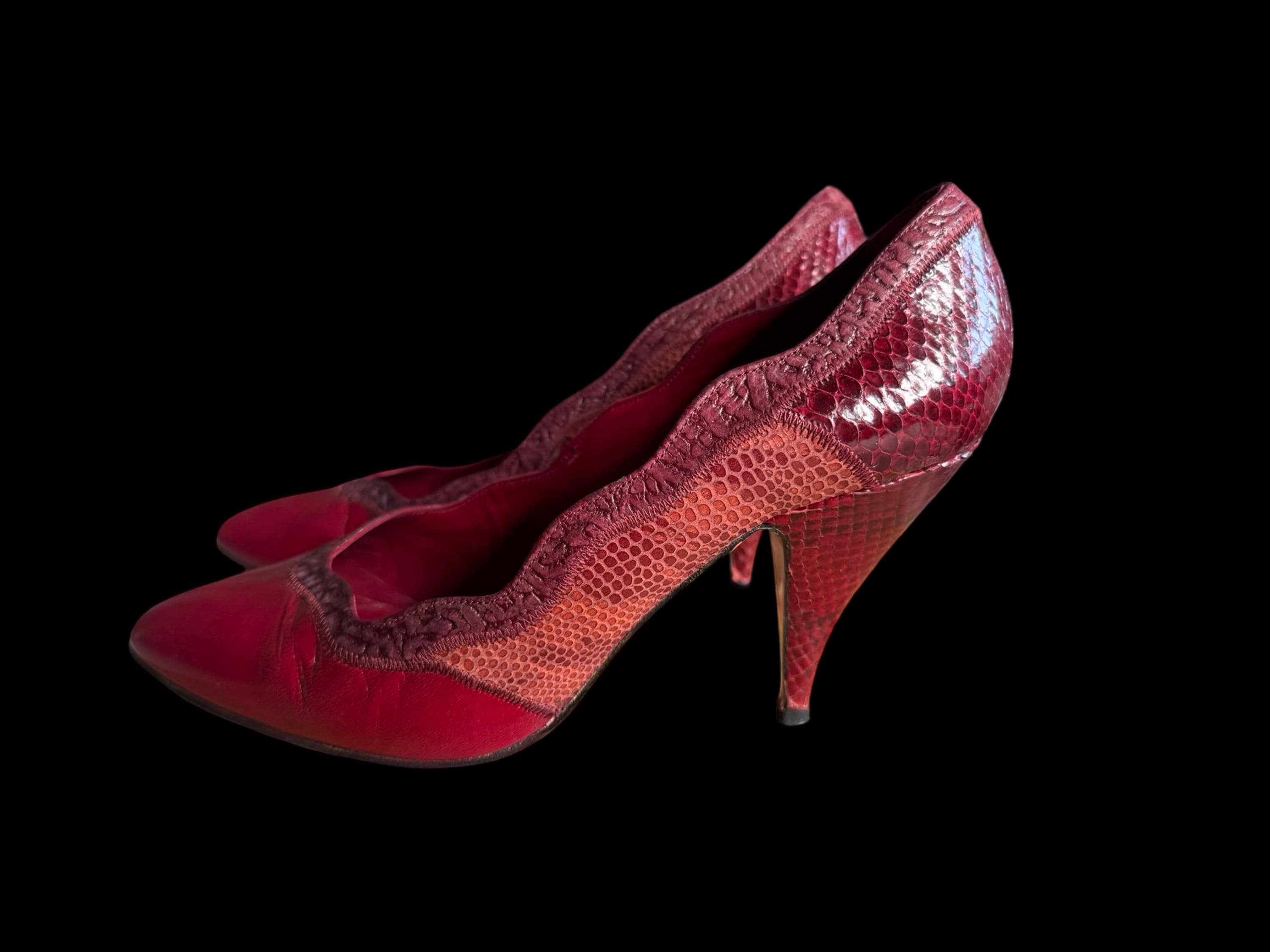 Vintage 70s MIGUEL HERNANDEZ Patchwork Snake Skin and Leather Burgundy ...
