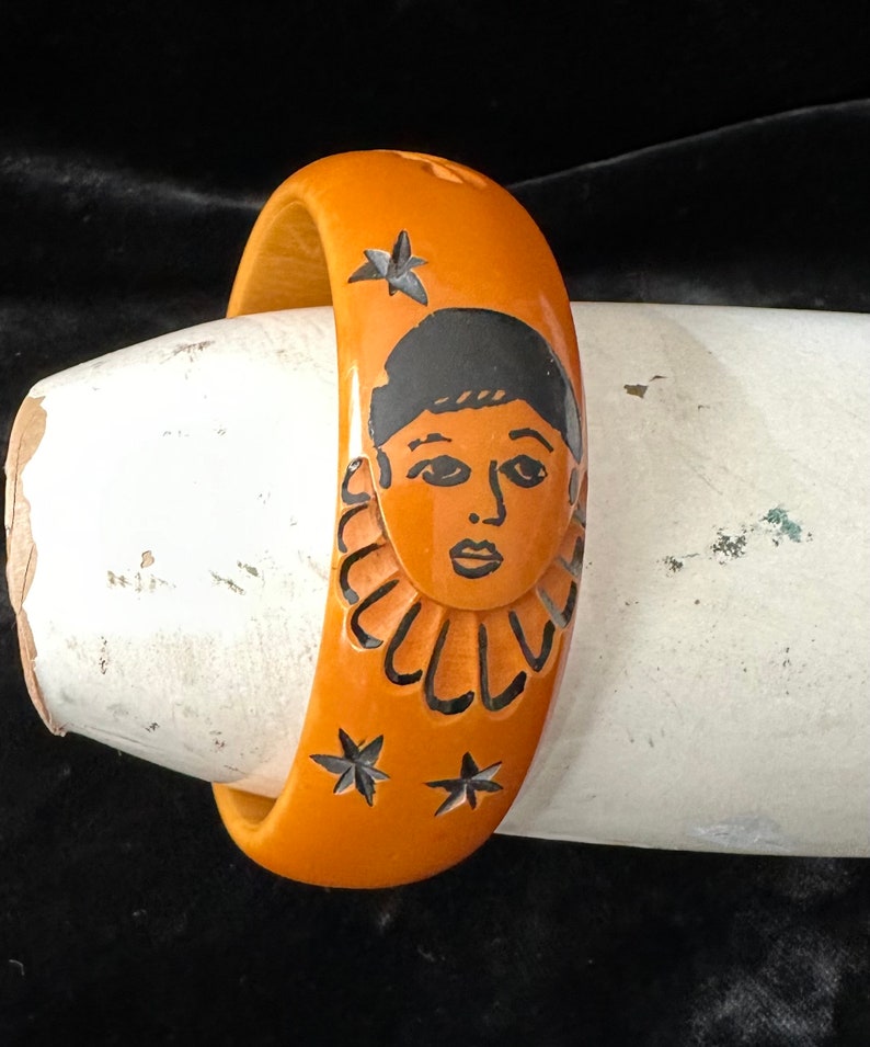 Vintage 50s Bakelite Clown Bangle Carved Bakelite Stars - Etsy