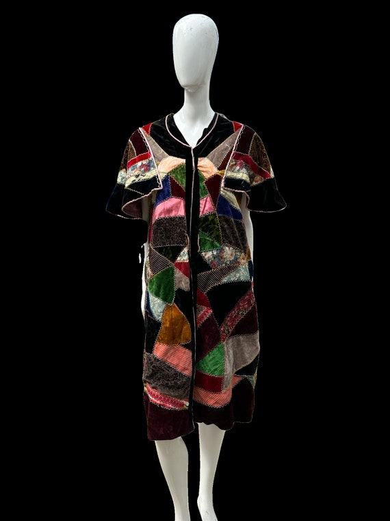 Vintage 70's ART TO WEAR patchwork quilt coat cape sl… - Gem