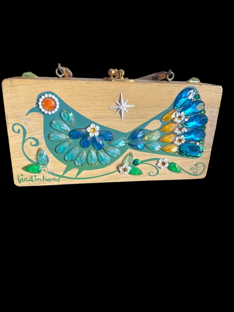 Vintage 60s ENID COLLINS Bird in Hand Bag Purse Box Purse Mid Century ...