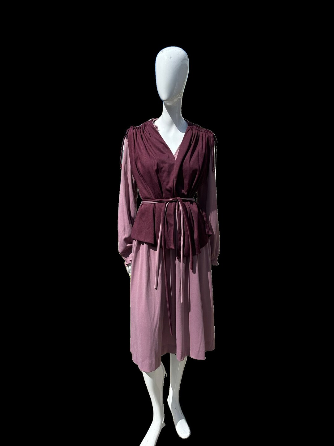 Vintage 70's Polyester Two Tone Color Block Dress Larger Size Purple ...