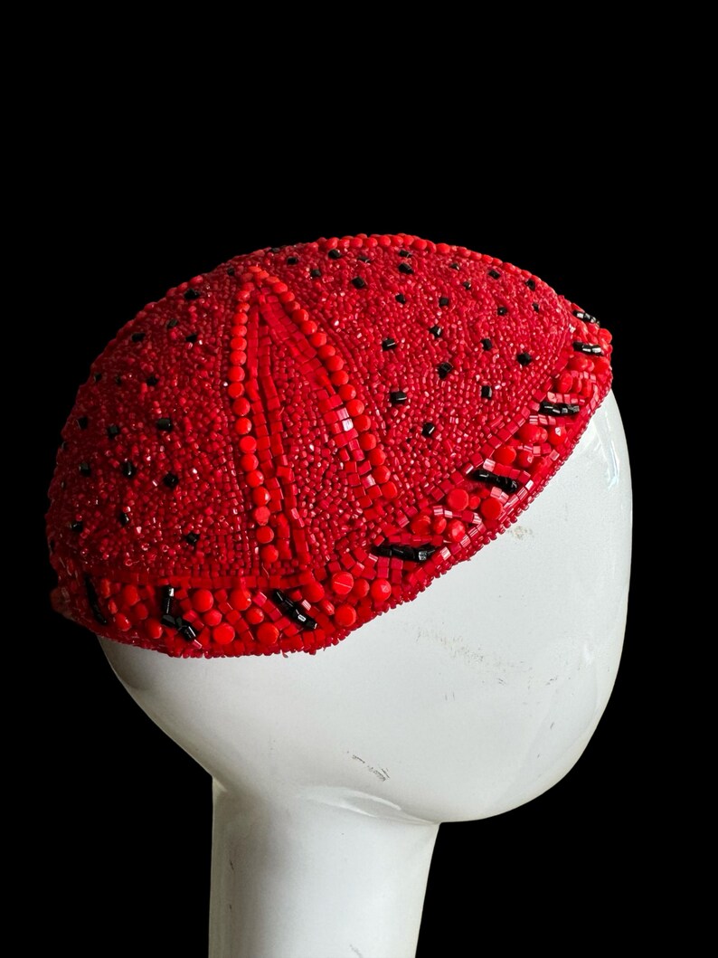 Vintage Antique 20s ART DECO Geometric Design Skull Cap Flapper Hat ...