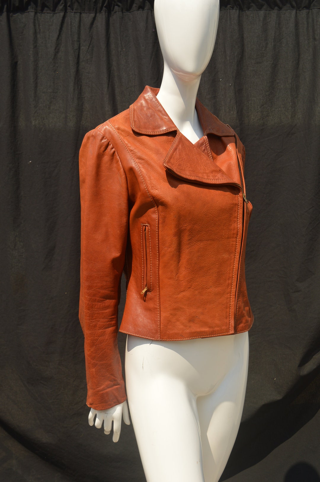Vintage GLASS WATER Seattle 70's Leather Jacket Motorcycle Biker Jacket ...