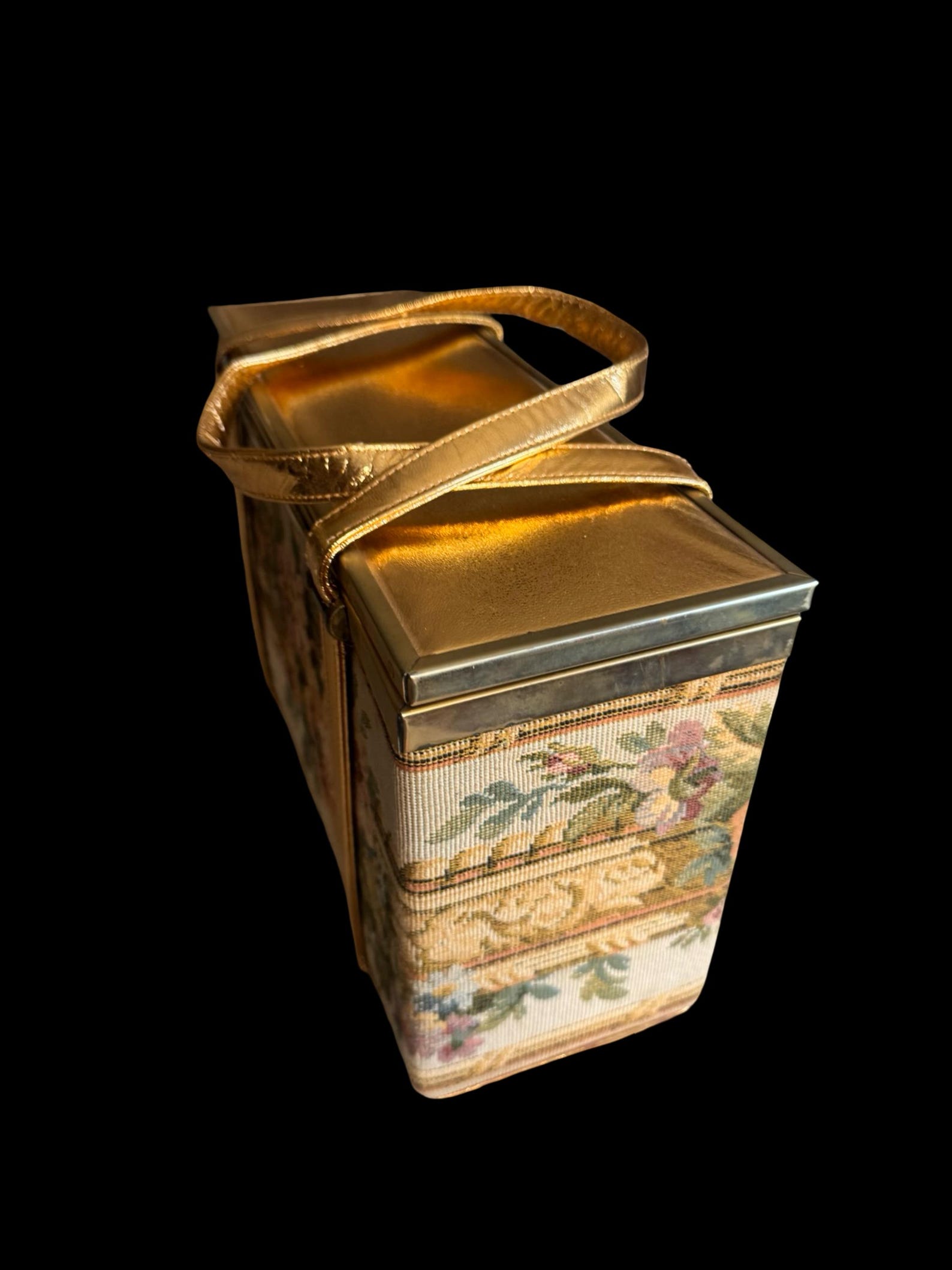 Vintage 60s Tyrolean Tapestry Box Bag: Gold Lamé Handbag - Etsy
