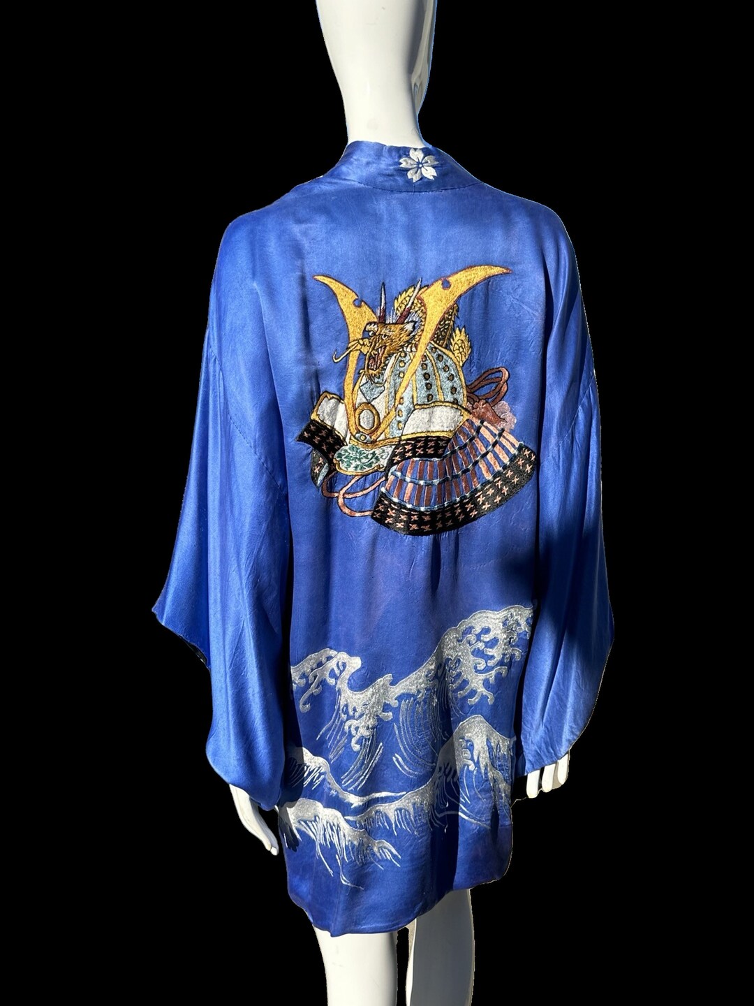 Vintage Silk Japanese Robe Double Sided Embroidery Classic Japonica ...