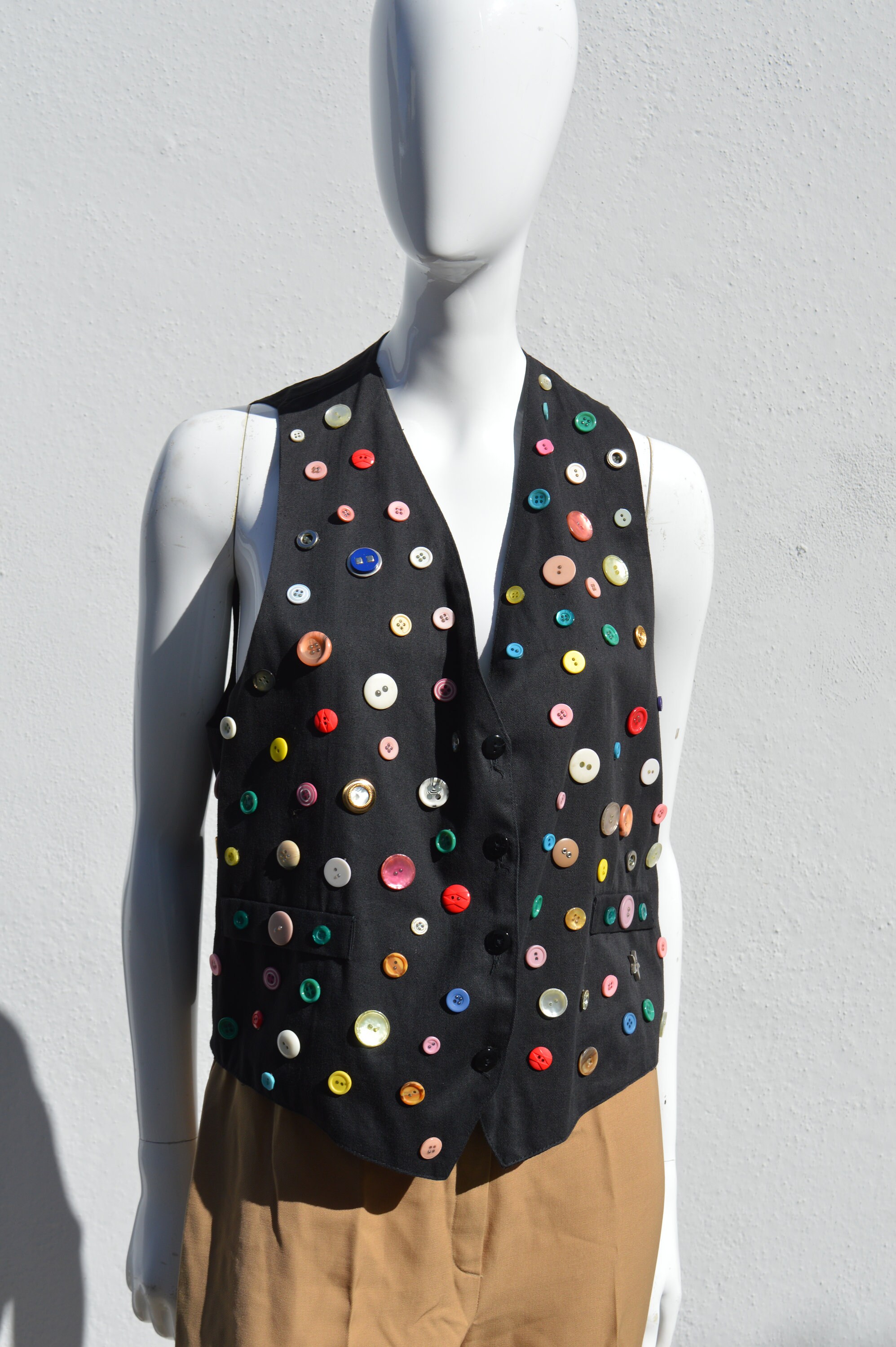 Vintage Susan Bessire Blazer Jacket Vest Set 80's Button Art ...