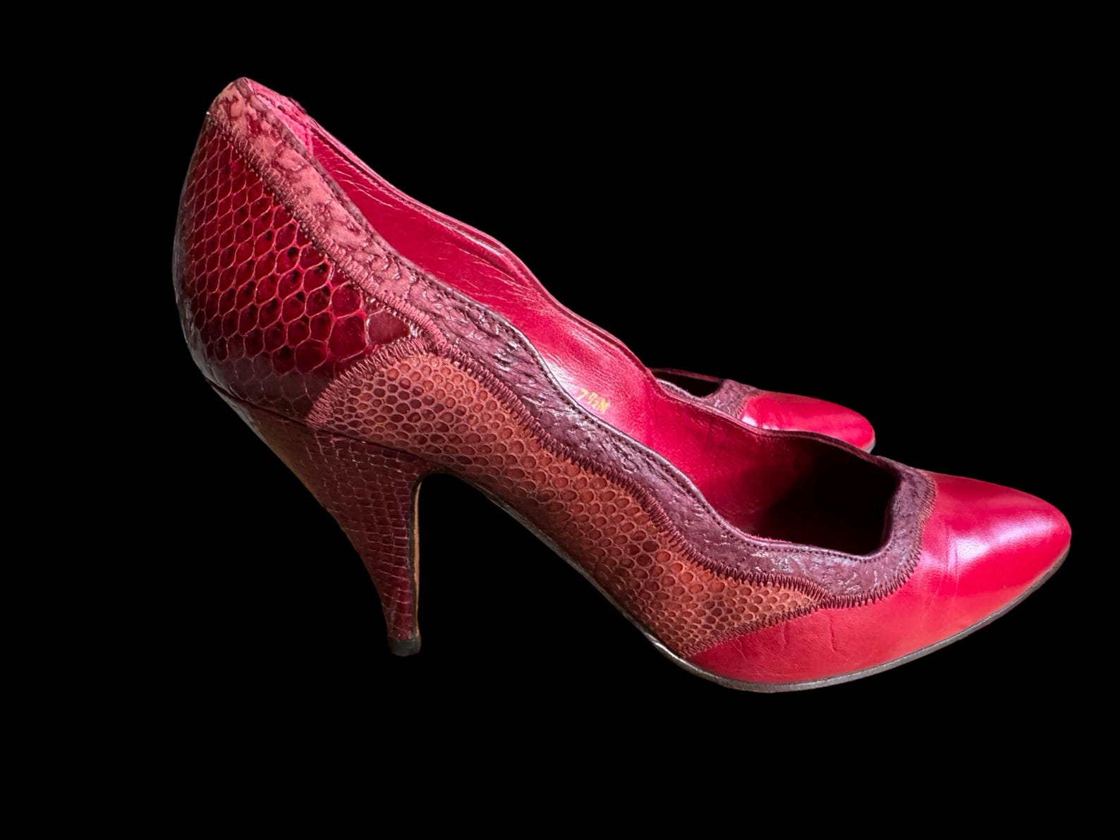 Vintage 70s MIGUEL HERNANDEZ Patchwork Snake Skin and Leather Burgundy ...