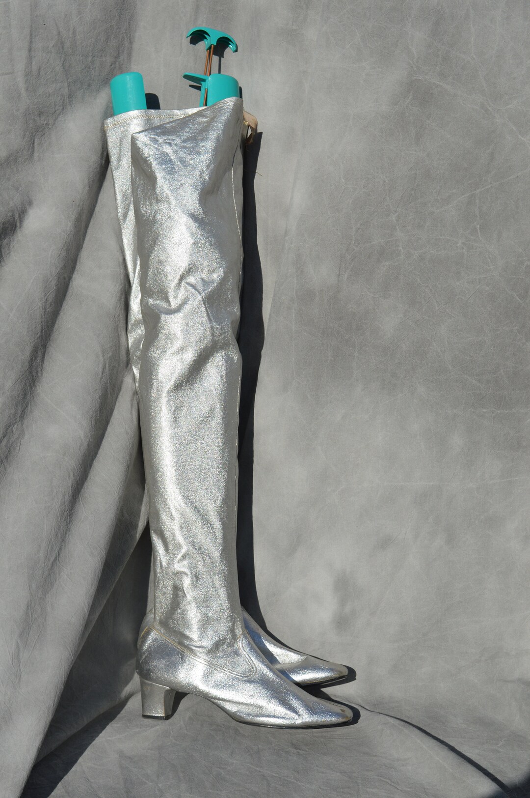 Vintage 60's SBICCA California SILVER Go Go Boots Size 7 M Over the ...