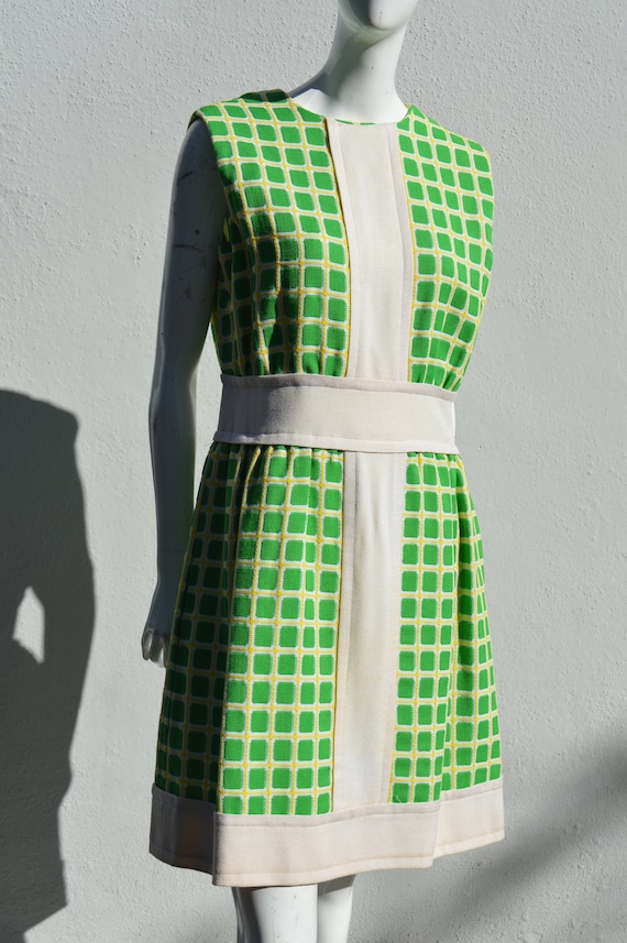 Vintage 70s color check pattern checkerboard dress si… - Gem
