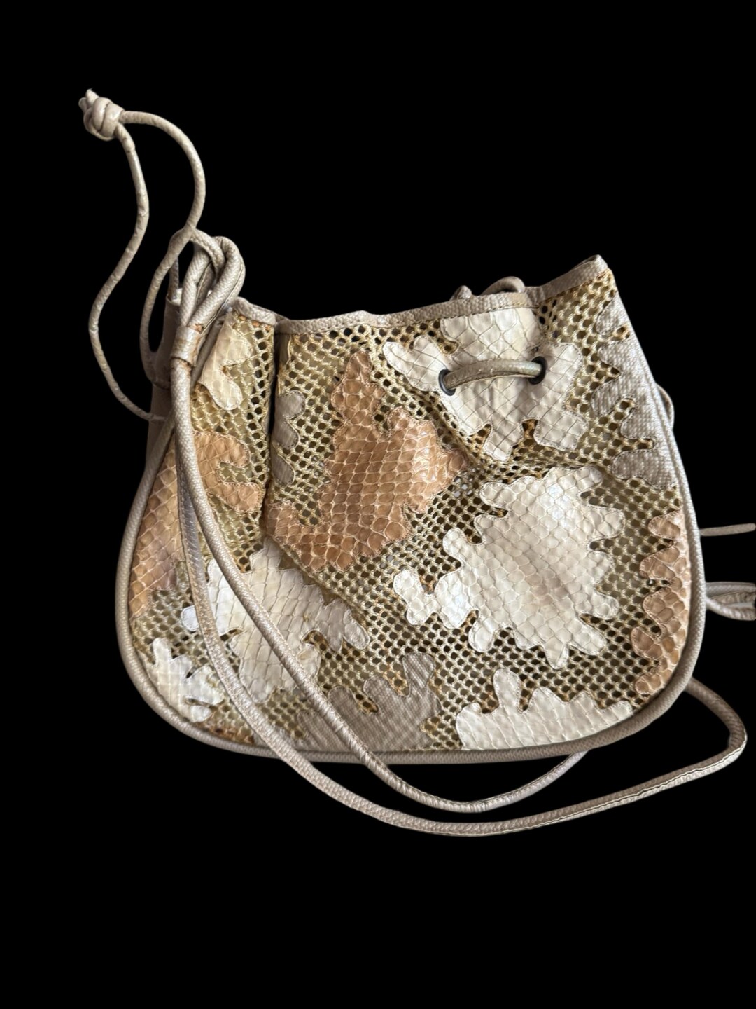 Vintage 80s ANDREA PFISTER Mesh Leather Patchwork Purse Shoulder Strap ...