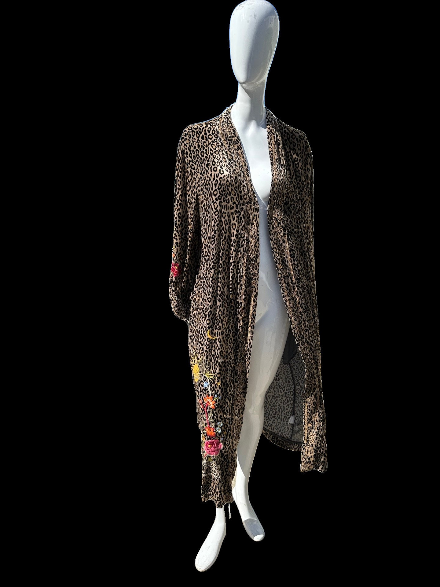 Vintage 90s JOHNNY WAS Embroidered Leopard Duster Tiger Vintage 90s JOHNNY WAS Embroidered Leopard Duster Tiger