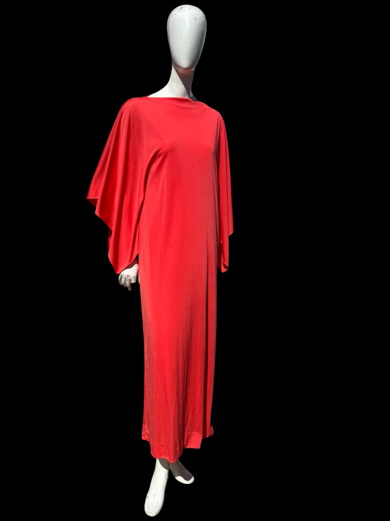 Vintage 70s Halston like disco 54 ORANGE dress polyes… - Gem