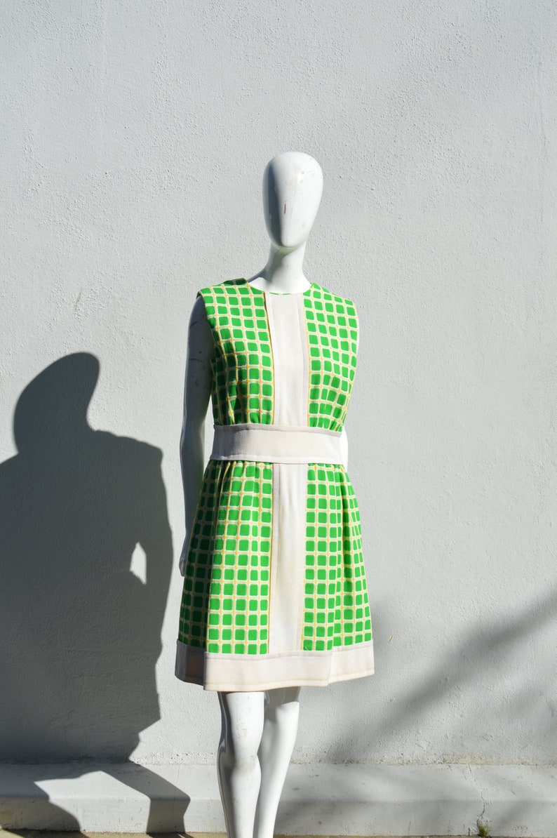 Vintage 70s Color Check Pattern Checkerboard Dress Size 10 MOD - Etsy