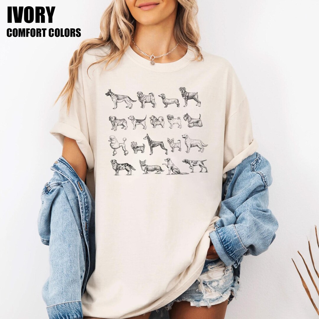 Vintage Dog Breeds Graphic Comfort Colors® Shirt, Cute Dog Mom T-shirt ...