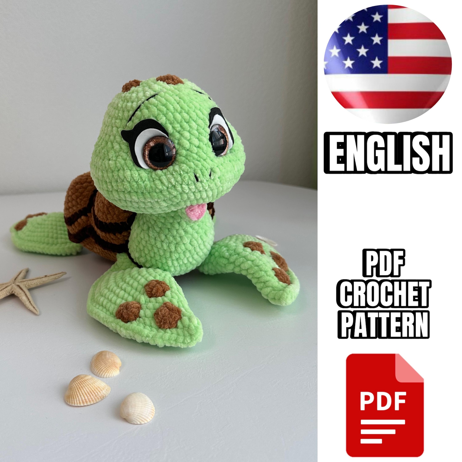 Crochet Turtle Pattern / Amigurumi Pattern PDF / English Crochet Turtle ...
